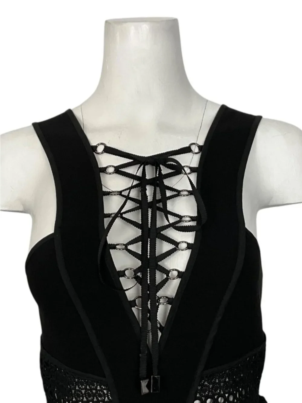 Self-Portrait | Dresses | Selfportrait Lace Up Tiered Dress 6 Black ...